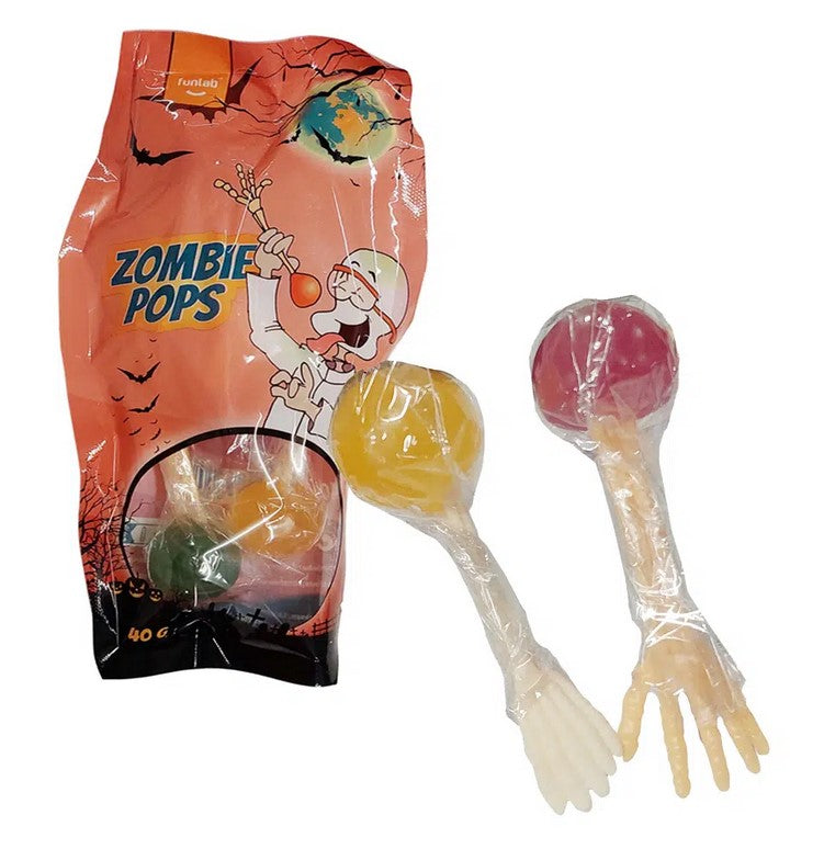 Funlab Lollipop Zombie Pops - Lollie on bone hand, 40g, best before da ...