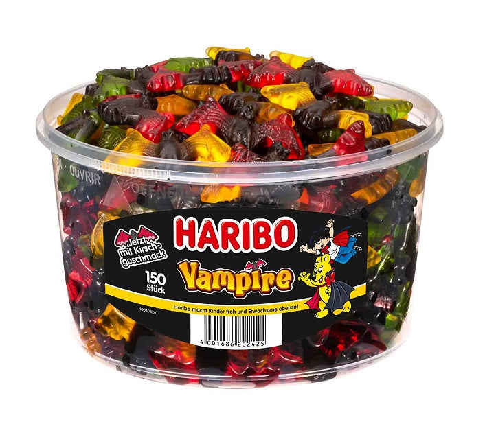 Haribo Vampire - bunte Fruchtgummi-Lakritz Fledermäuse in der Dose, 15 ...