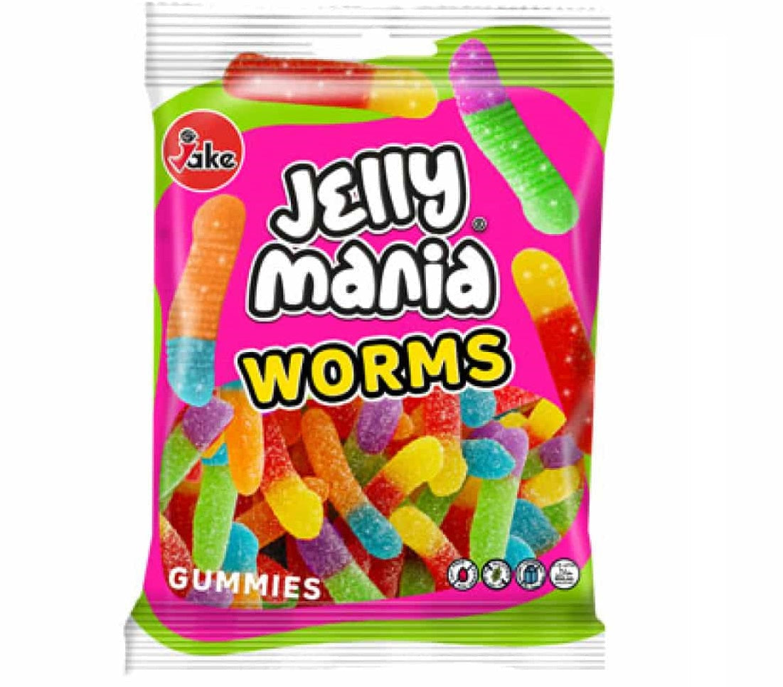 Jake Jelly Mania Worms Halal, 100g, MHD 05/25 – candy24.ch